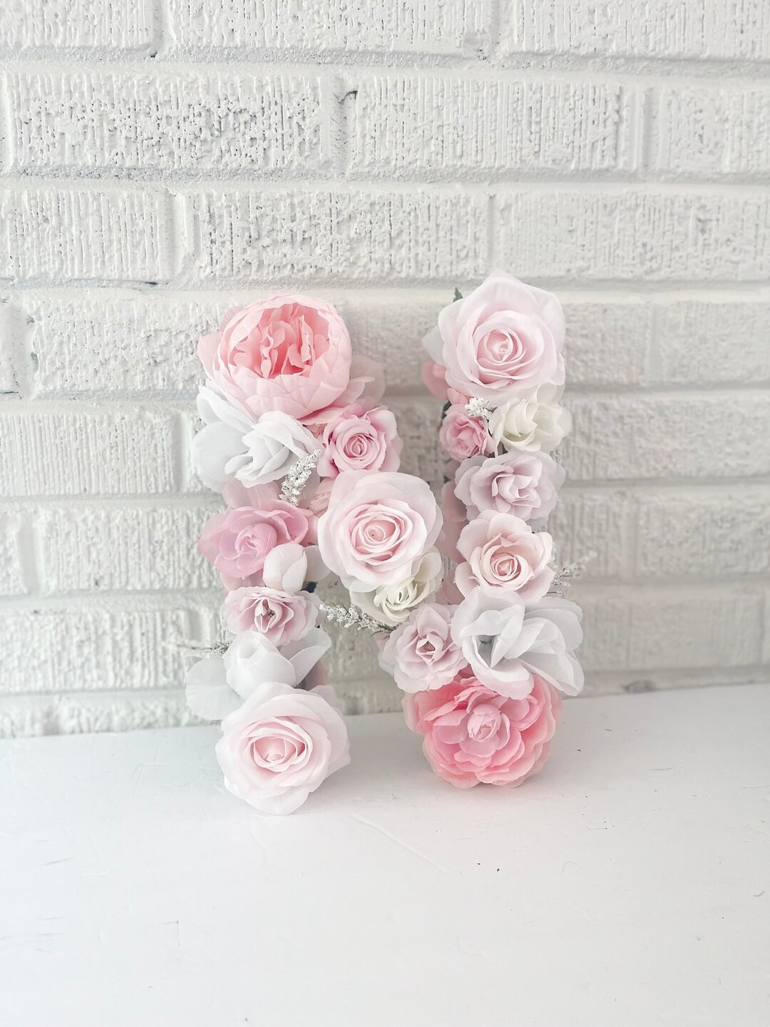 Pink and White Floral Letters Nursery Wall Decor, Large Flower Letter ...