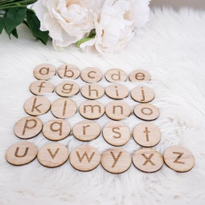 Alphabet Flash Cards, Alphabet Wood Discs, Lowercase Alphabet ...