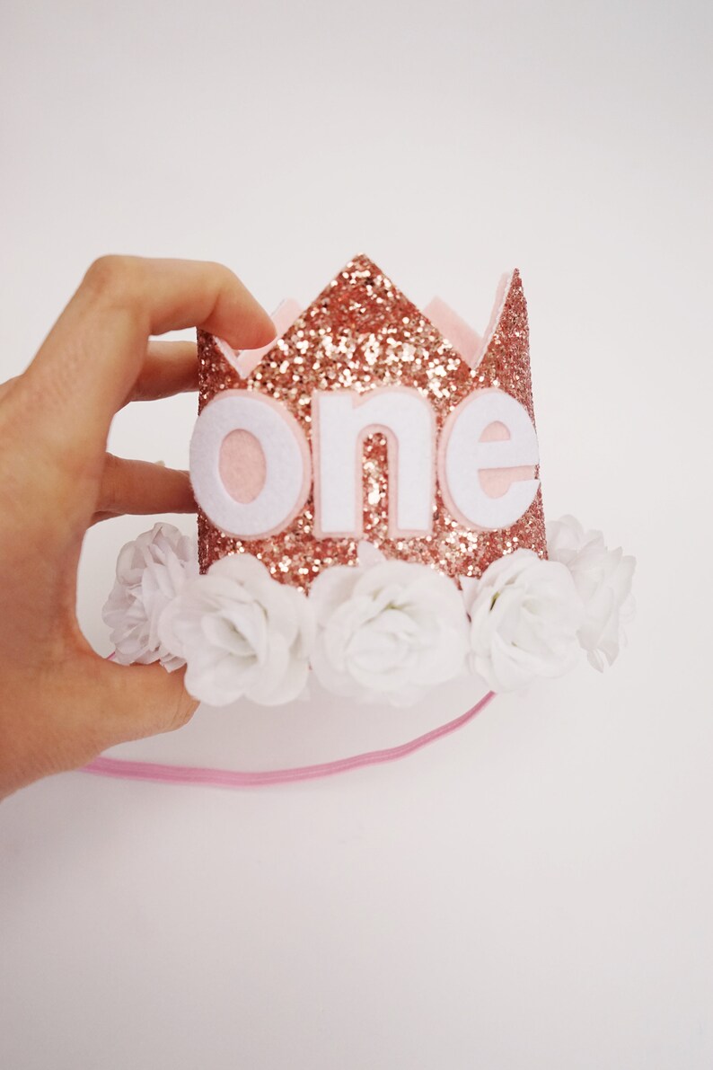 Rose Gold Birthday Crown First Birthday Outfit Girl Rose - Etsy