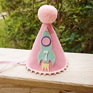 Spaceship Birthday Party Hat, Space Party, Outer Space Birthday, Girl ...