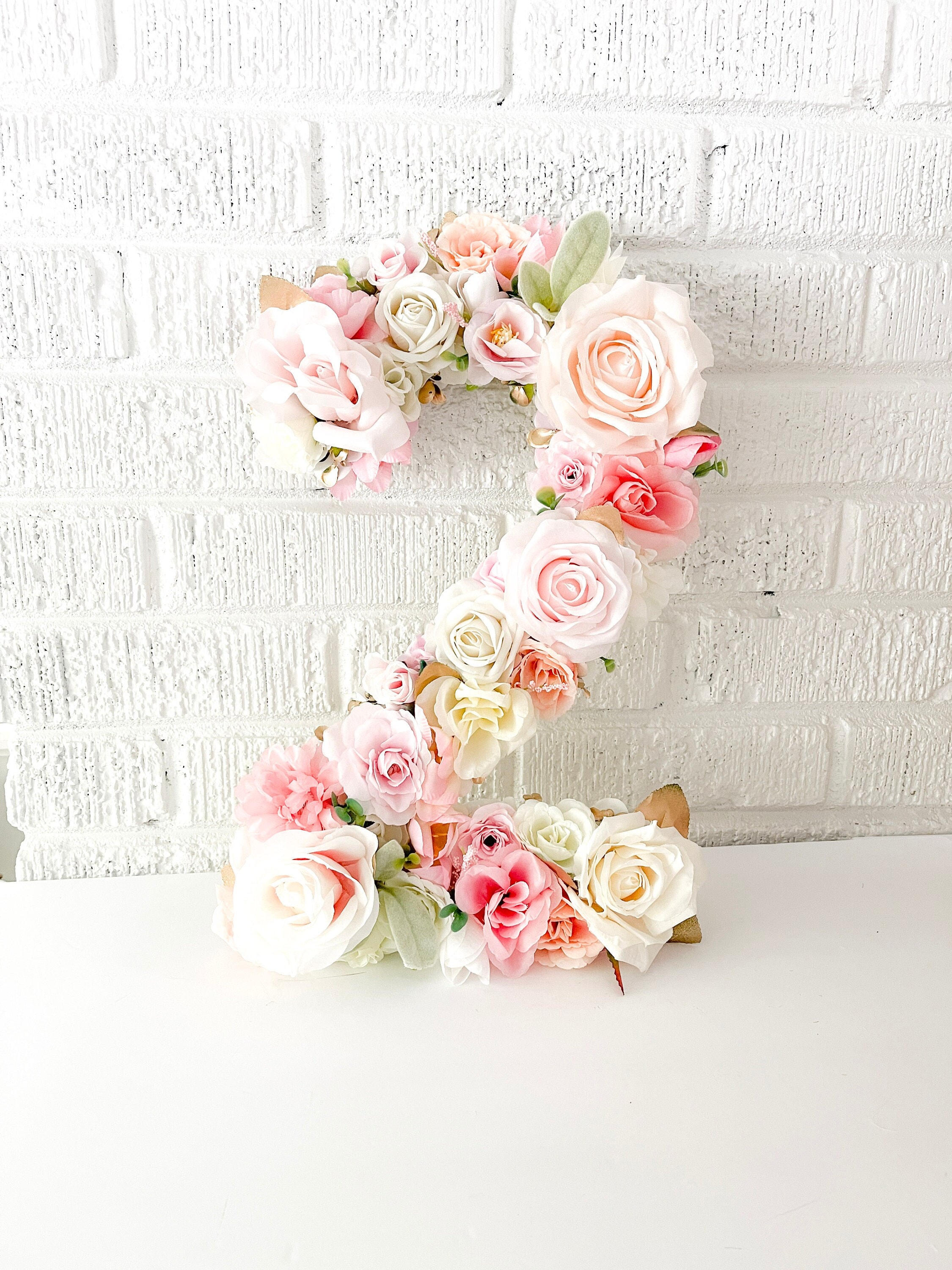 2nd Birthday Flower Number Table Decoration, Second Birthday Floral ...