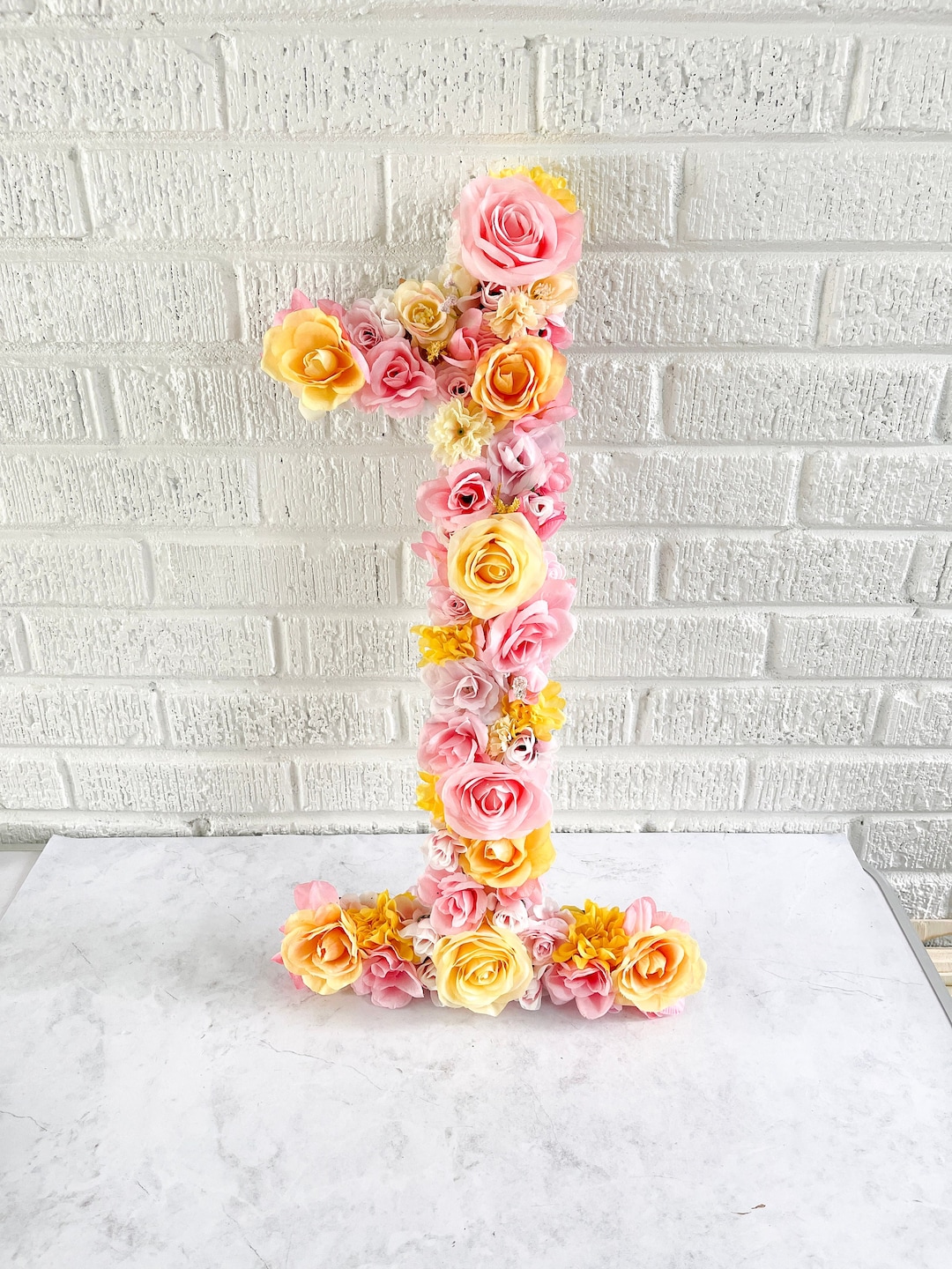 1st Birthday Flower Number, ONE Sign, Baby Girl Birthday, Floral ...