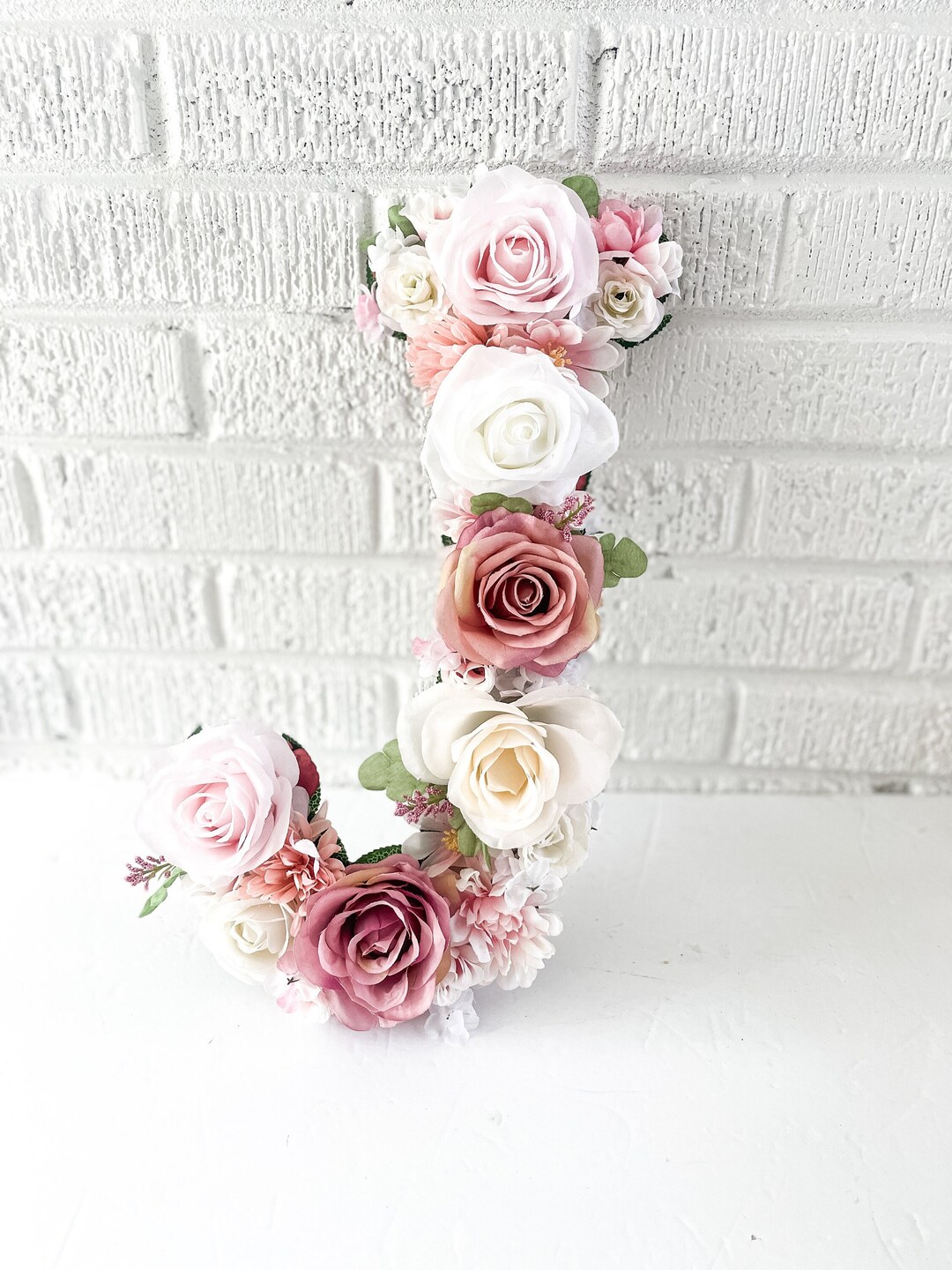 Dusty Pink Flower Letter, Floral Initial Letter, Floral Nursery Decor ...