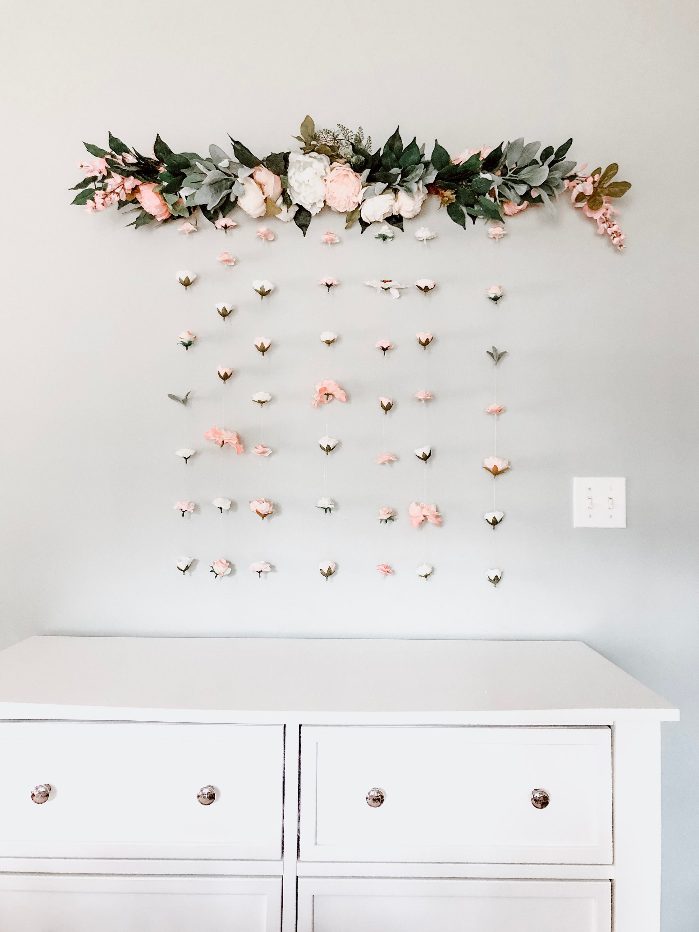Blush Pink Floral Hanging Wall Flower Wall Art Floral Wall - Etsy