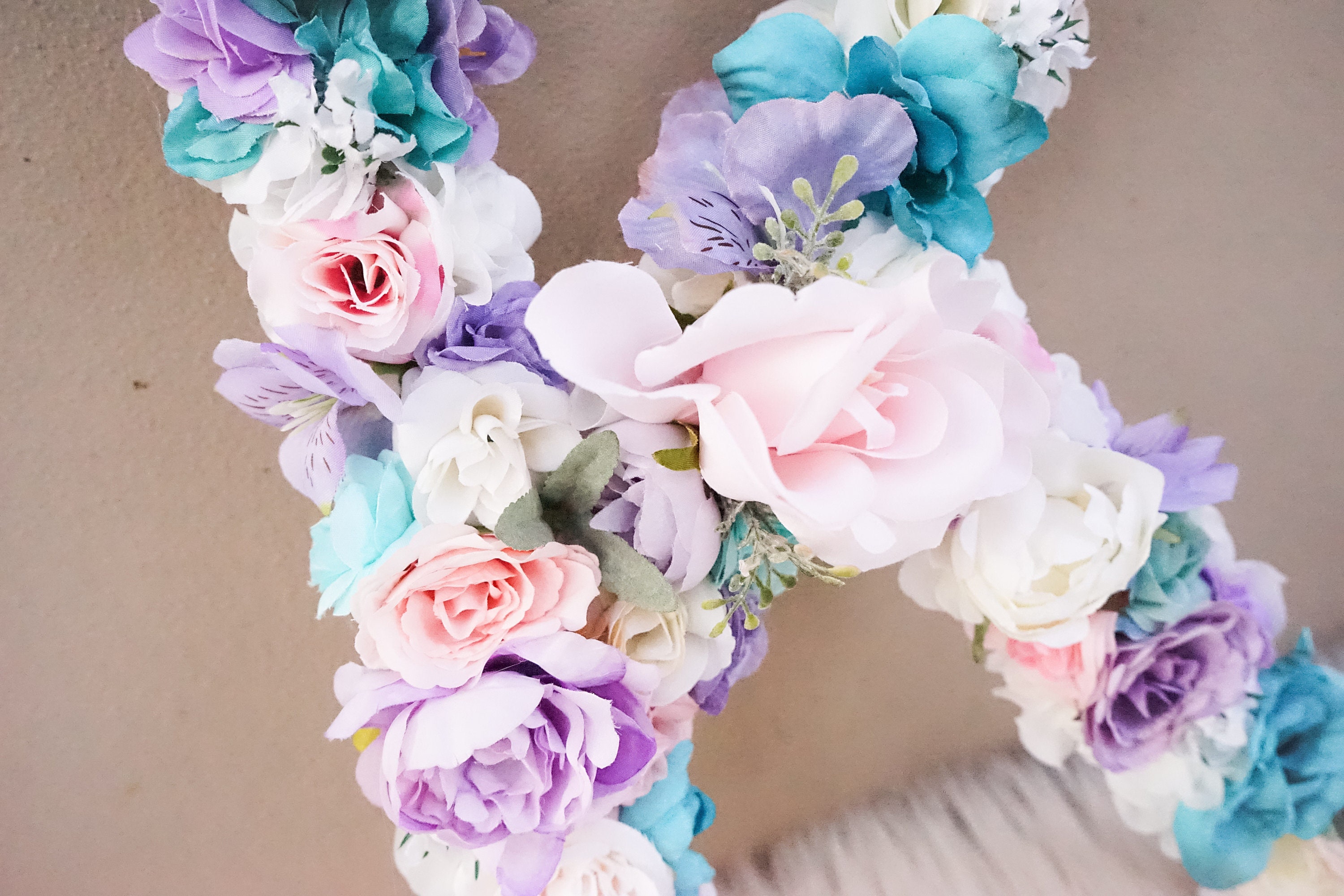 Flower Letters Floral Letters Floral Nursery Decor Aqua | Etsy