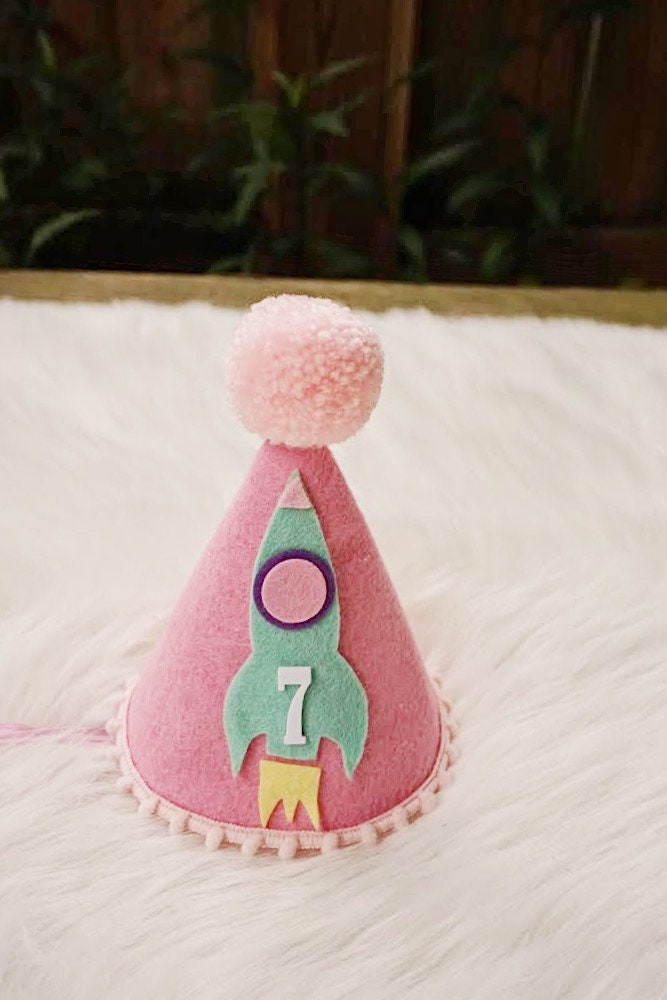 Spaceship Birthday Party Hat, Space Party, Outer Space Birthday, Girl ...