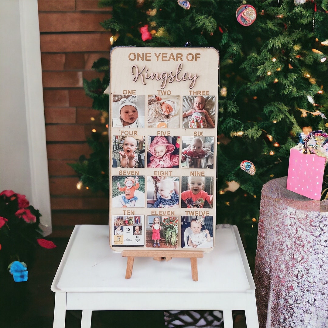 12 Month Baby Milestone Photo Collage Sign, Gift for First Birthday ...