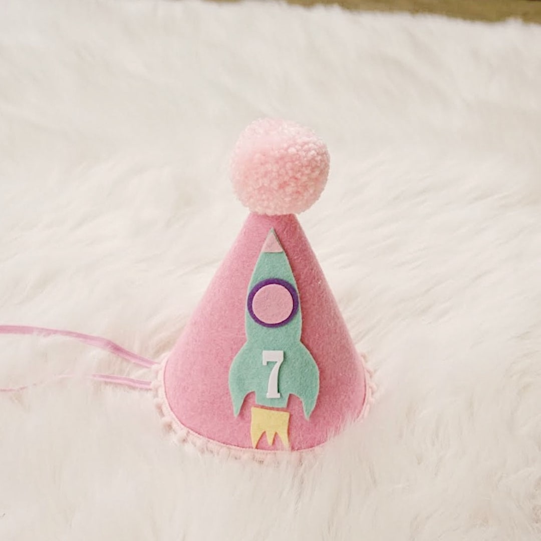 Spaceship Birthday Party Hat, Space Party, Outer Space Birthday, Girl ...