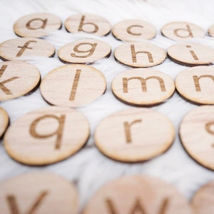 Alphabet Flash Cards, Alphabet Wood Discs, Lowercase Alphabet ...