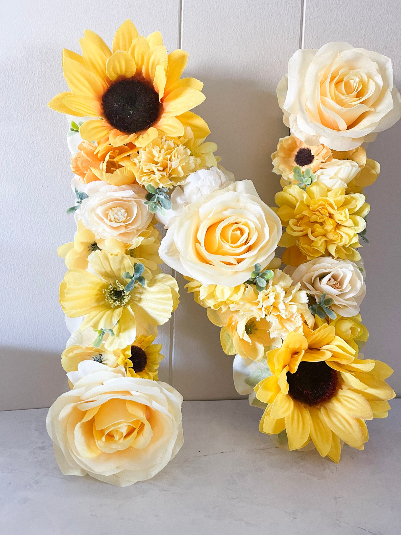 Yellow Floral Letter Nursery Decor Neutral Yellow Nursery | Etsy