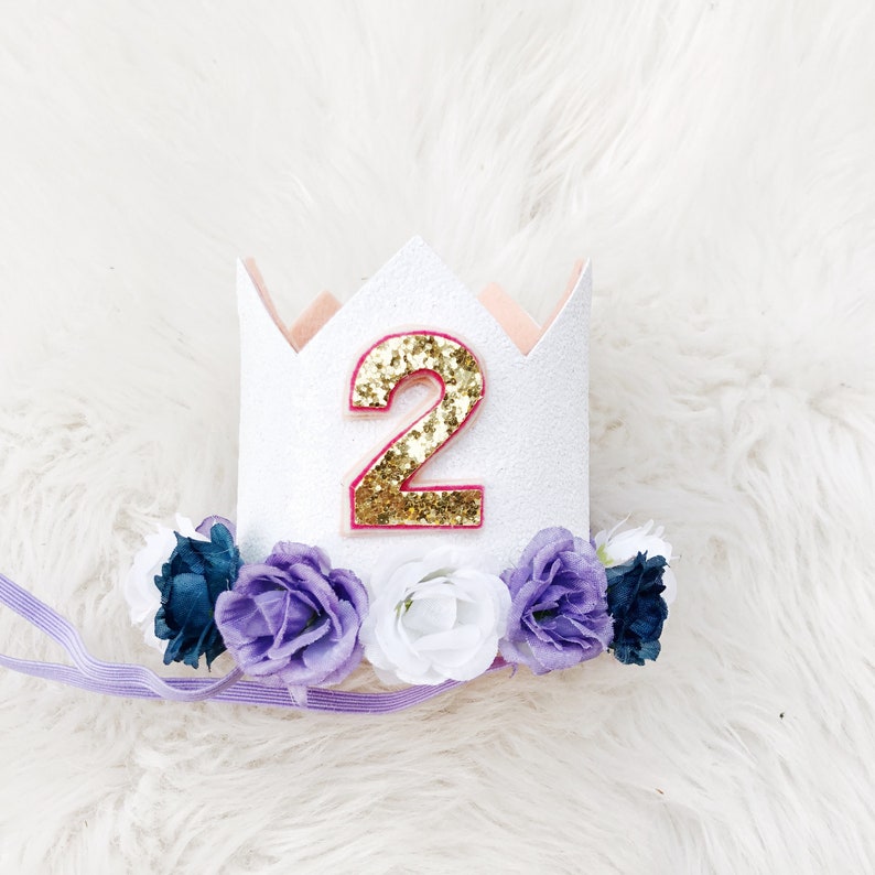 Birthday Crown Floral Number Second Birthday Crown of | Etsy