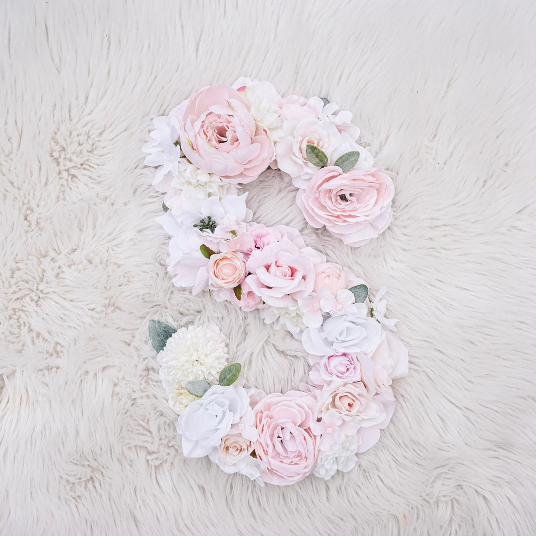 Flower Letter, Floral Letter, Blush Pink Nursery Decor, Peach Pink ...