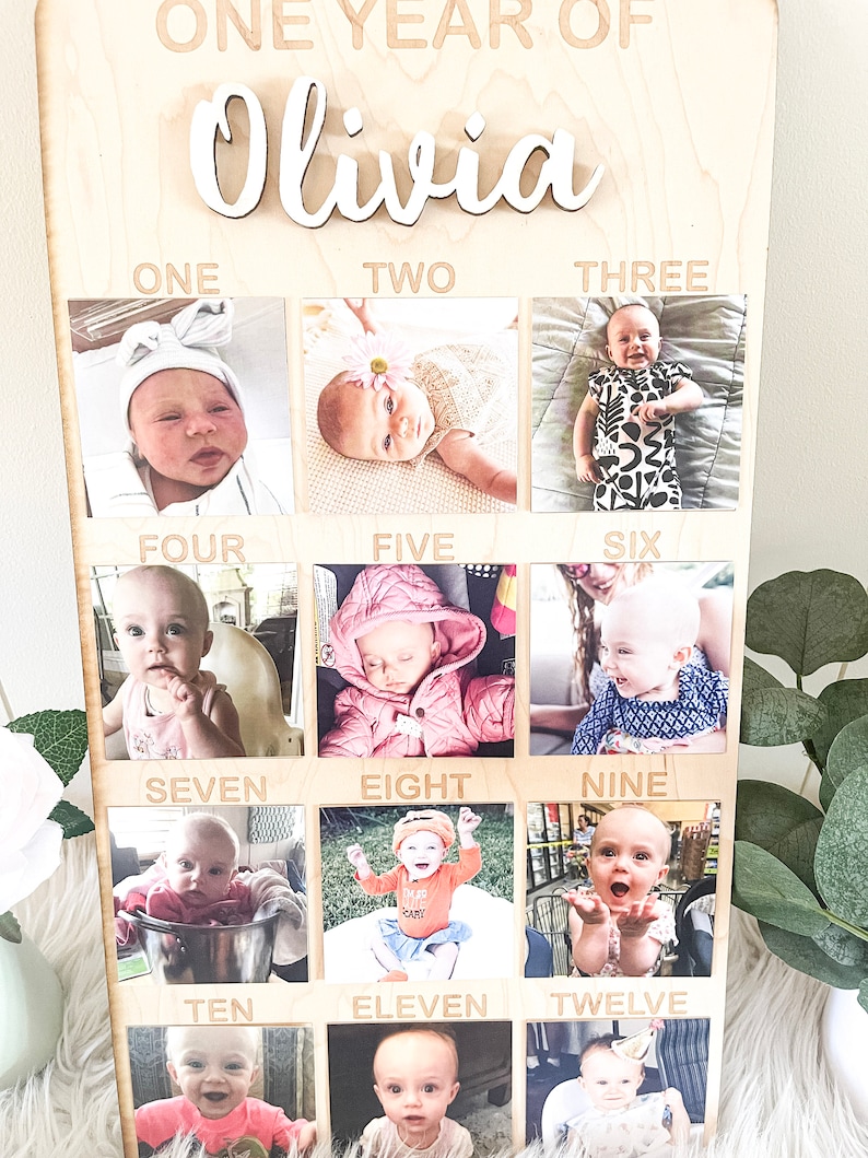One Year of Baby First Birthday Milestones Sign Monthly Photos - Etsy