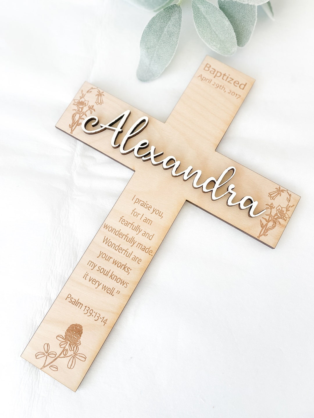 Personalized Christian Cross Gift, Baptism Cross, Dedication Gift ...