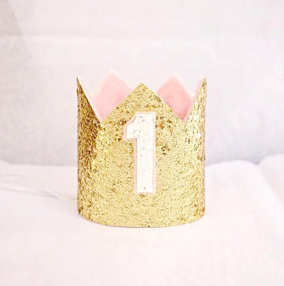 1st Birthday Girl Mini Birthday Crown Girl Gold Pink Girl - Etsy