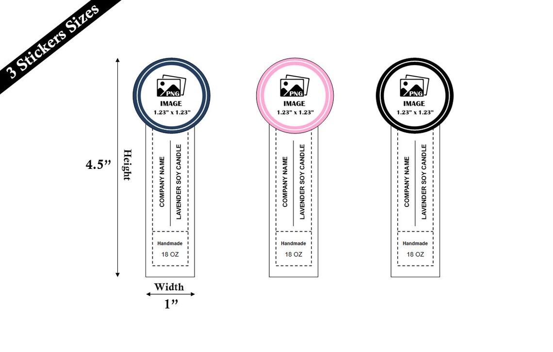 3 Stickers Template Editable, Logo Stickers, Stickers Vertical, Instant ...