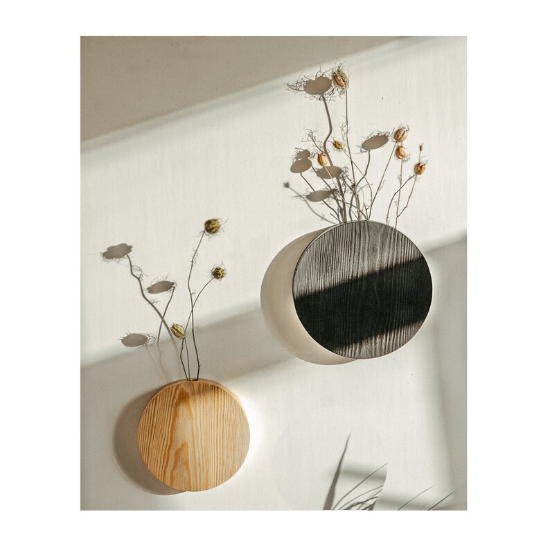 Big Wall Hanging Vase 10 and 8 Wood Vase Set - Etsy