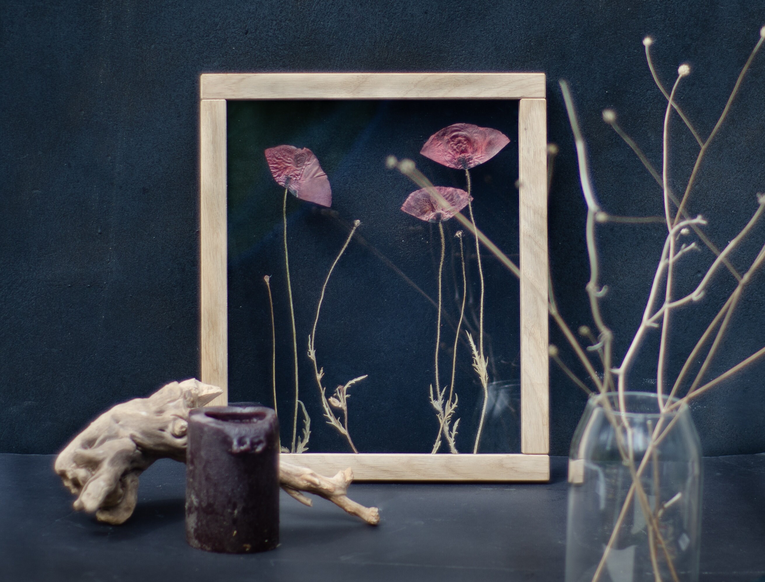 Large Wild Poppy Flower - Wall Decor 10.5x12.5" - Pressed Flower Frame ...