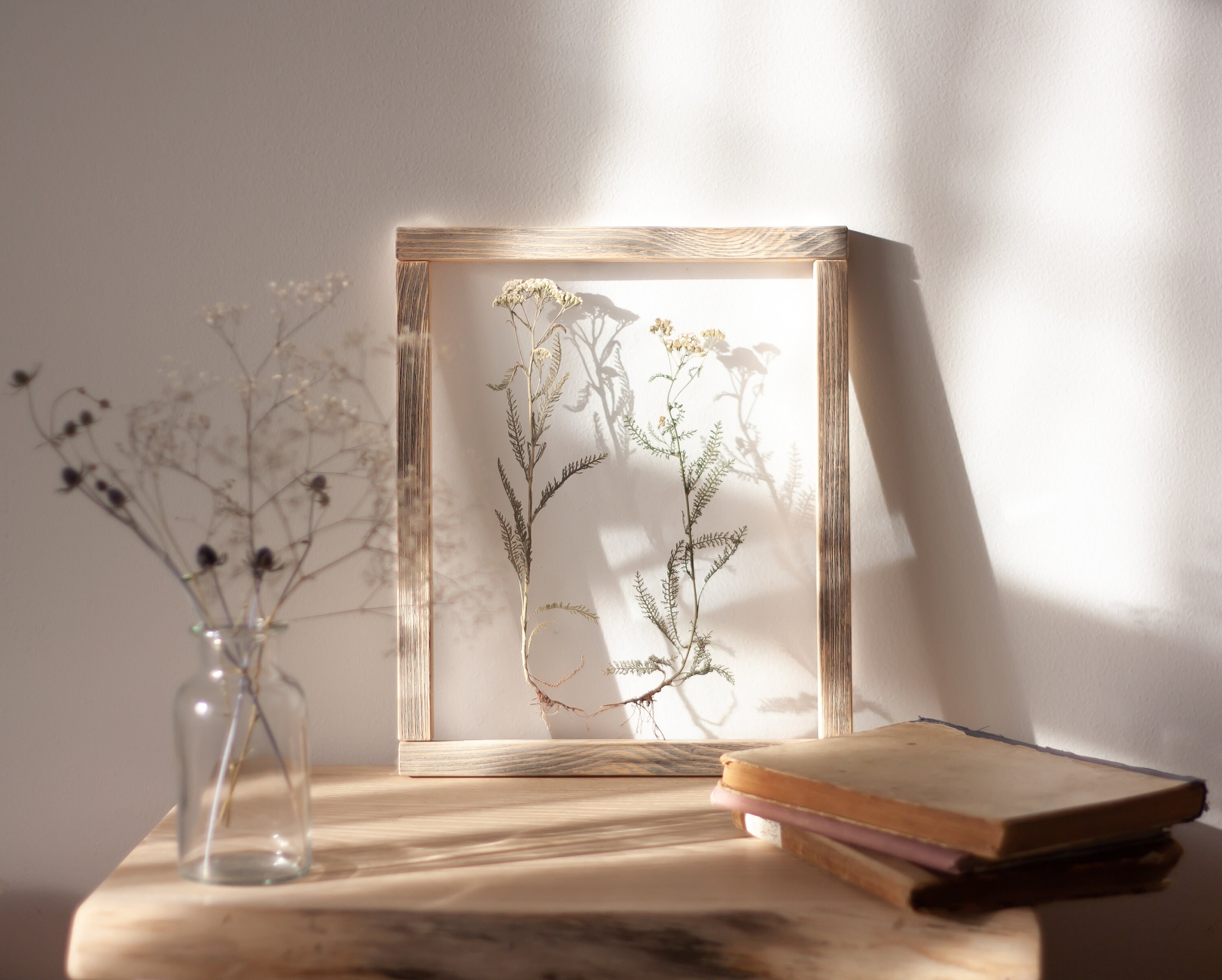 Botanicals framed in a wooden frame 10.5x12.5 Pressed | Etsy