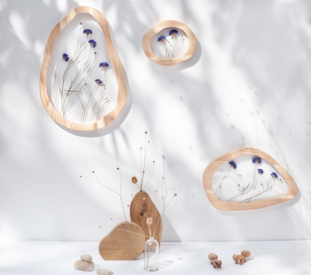 Cornflowers Set - Pressed Flower Frames - Wavy Pressed Flower Art ...