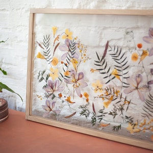 Extra Large Real Pressed Flower Art - Wall Decor 20x28" - Herbarium ...