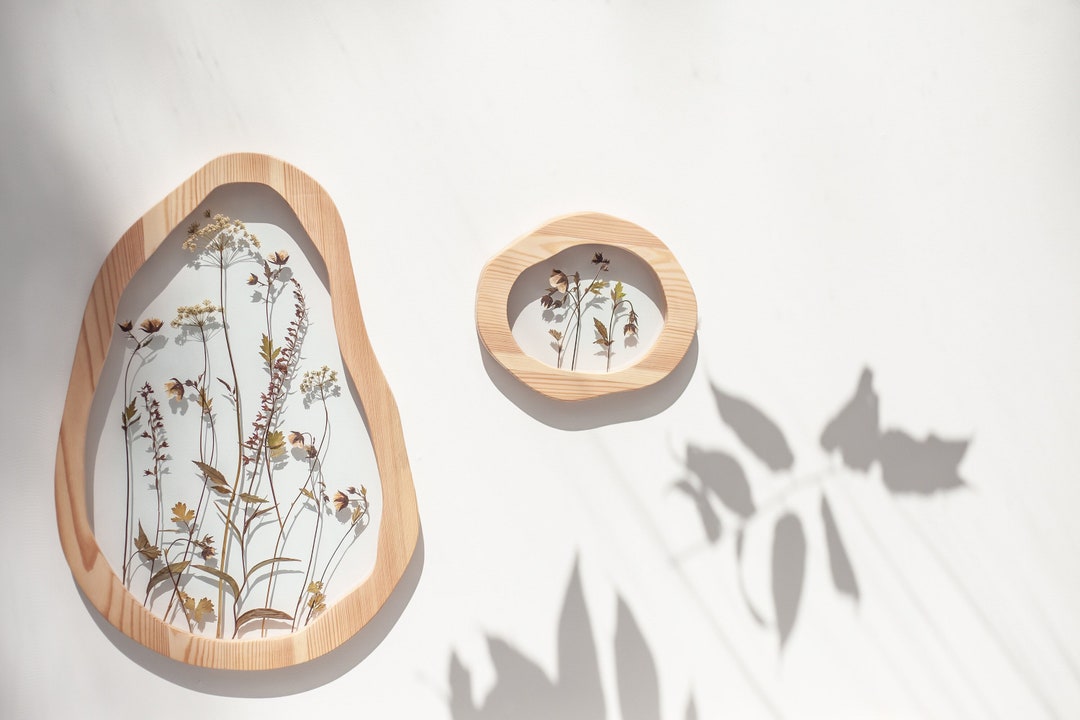 Set of Two Pressed Flower Frames - Asymmetrical Pressed Flower Art ...