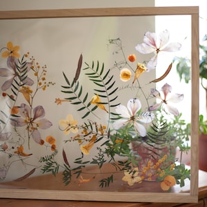 Extra Large Real Pressed Flower Art - Wall Decor 20x28" - Herbarium ...