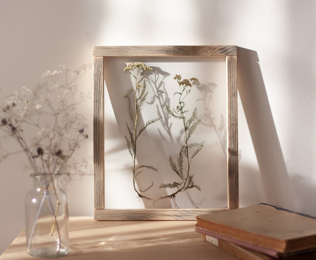 Large Pressed Flower Frame - Botanicals Framed Art - Wall Decor ...