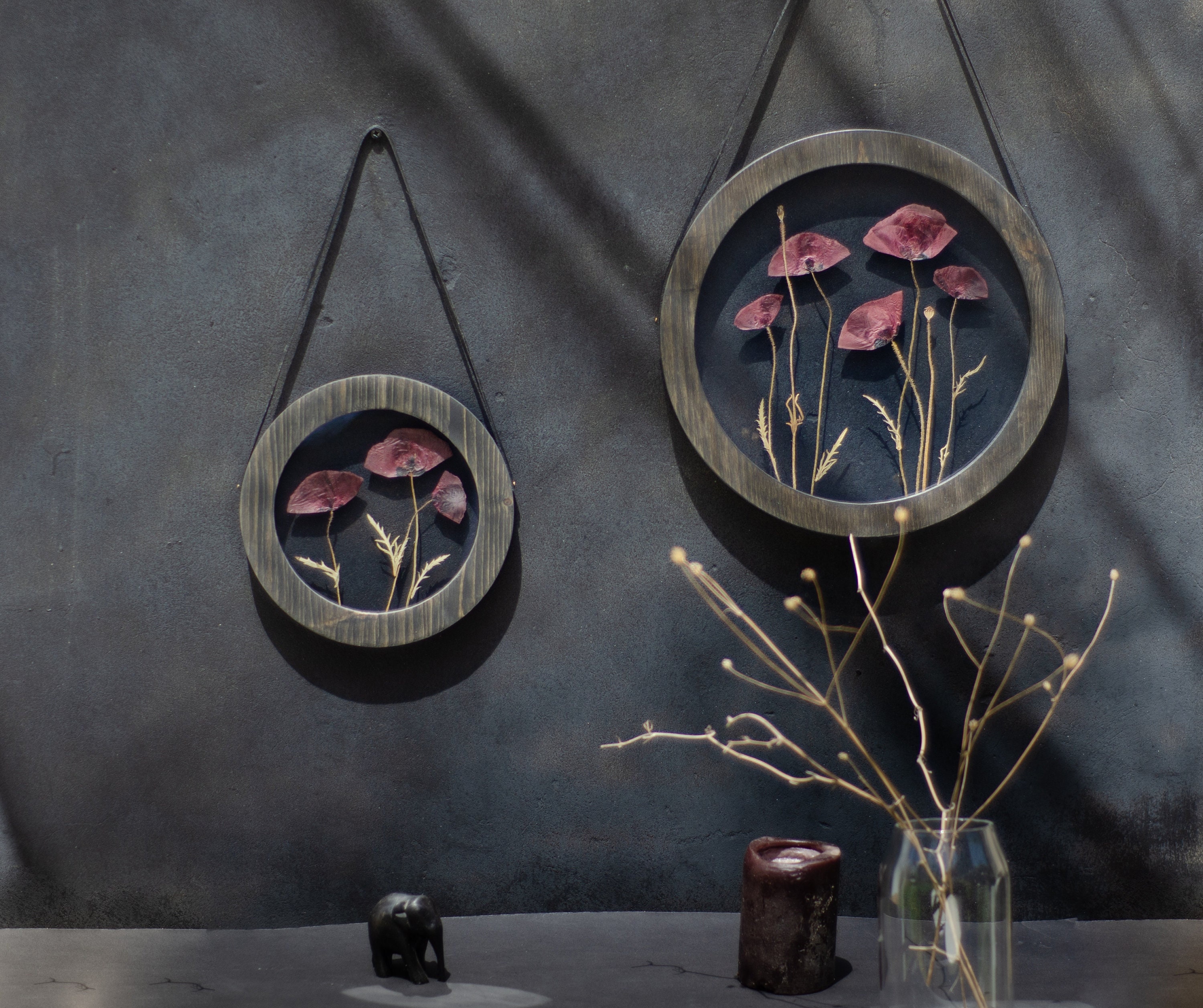 Round Wall Decor 8 & 12 Pressed Flower Frame - Etsy