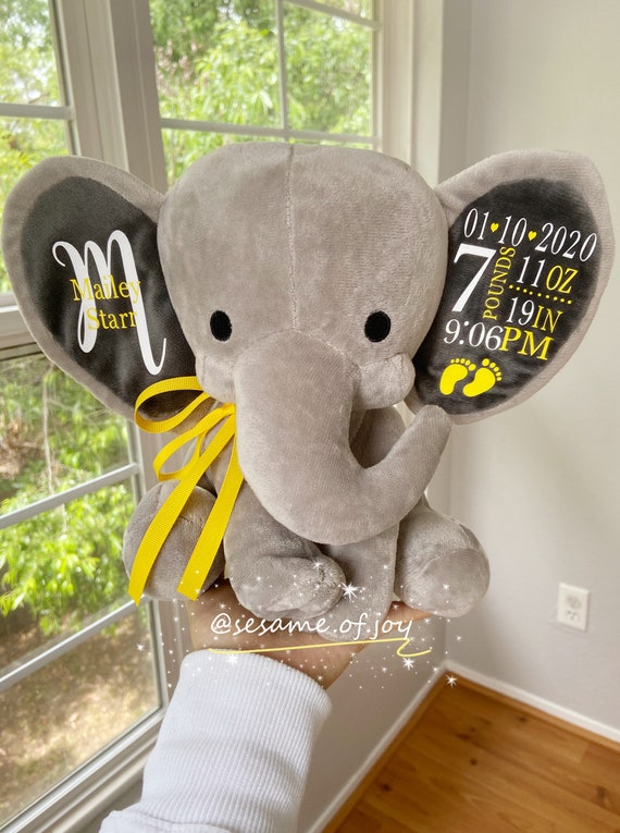 Birth Stat Elephant Baby Shower Elephant Gift - Etsy