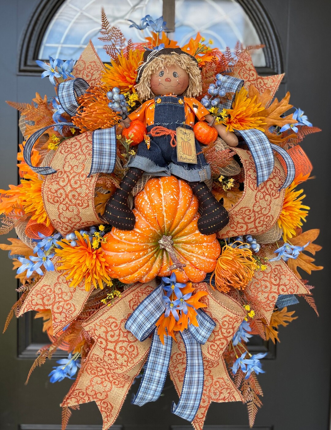 Fall Wreaths for Front Door, Autumn Wreath, Pumpkin Wreath, Outdoor ...