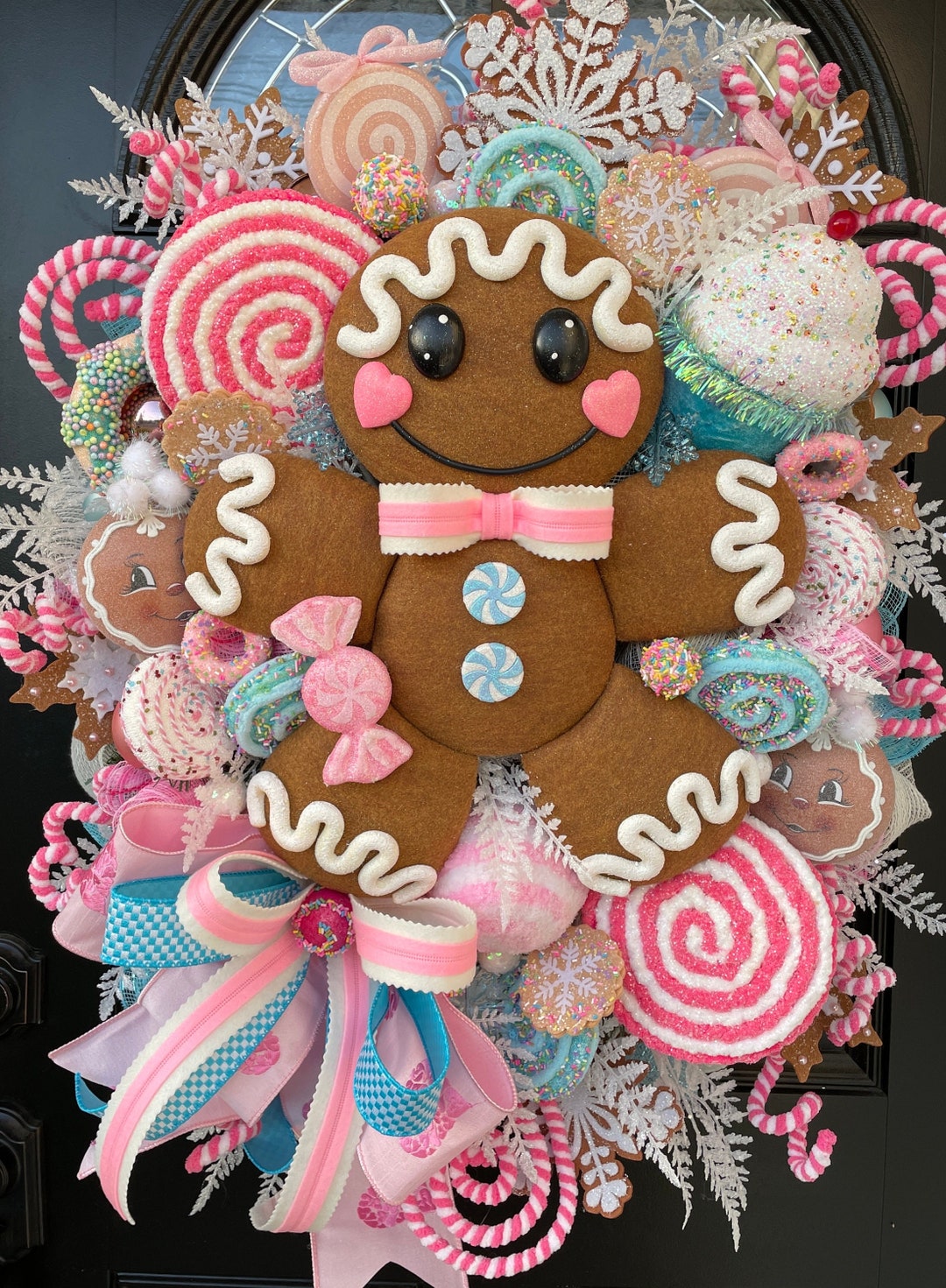 Gingerbread Christmas Wreath, Candyland Christmas Wreath.christmas ...
