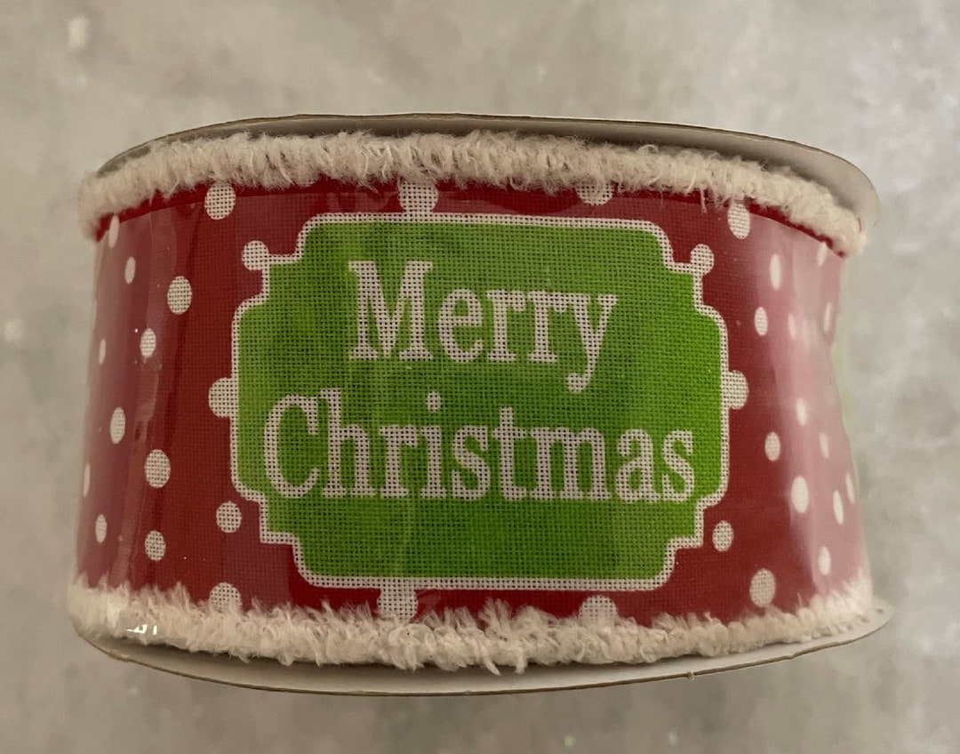 2.5 Inch X 10 Yards Merry Christmas Ribbon. Christmas Snow Edge Ribbon ...