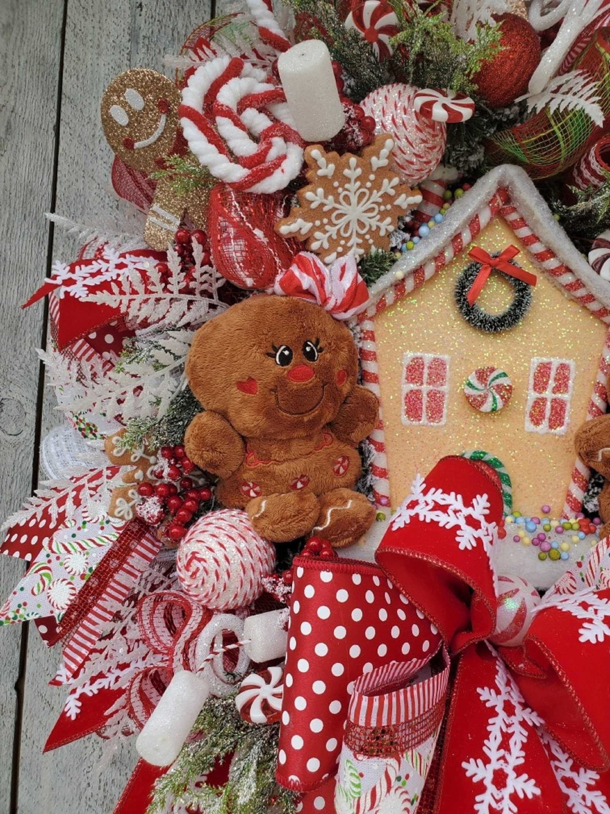 Gingerbread Wreath Christmas Wreaths Front Door Peppermint | Etsy