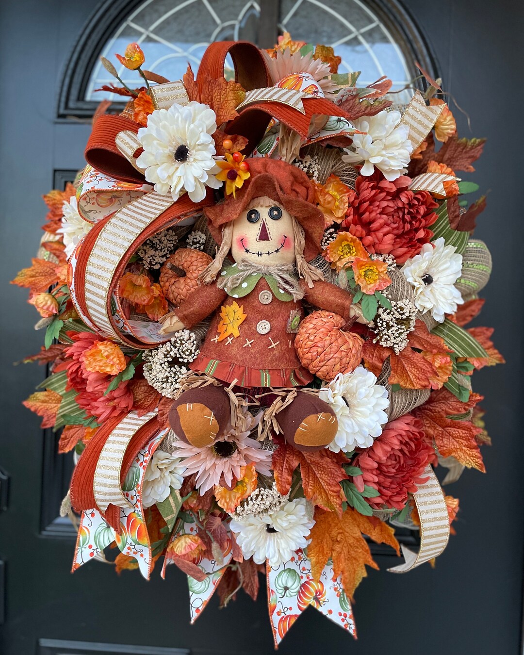 Fall Wreaths for Front Door, Autumn Wreath, Pumpkin Wreath, Outdoor ...