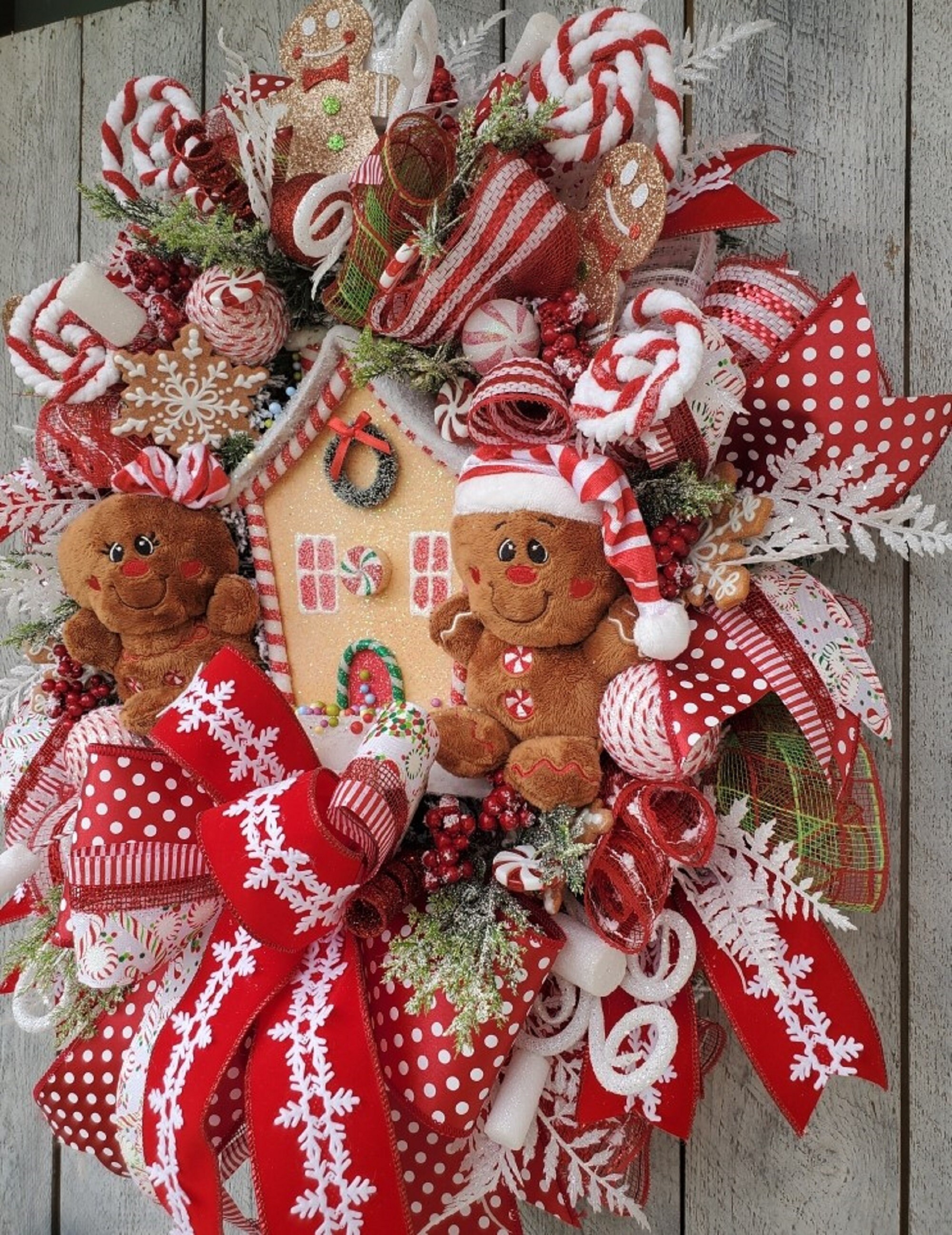 Gingerbread Wreath Christmas Wreaths Front Door Peppermint | Etsy