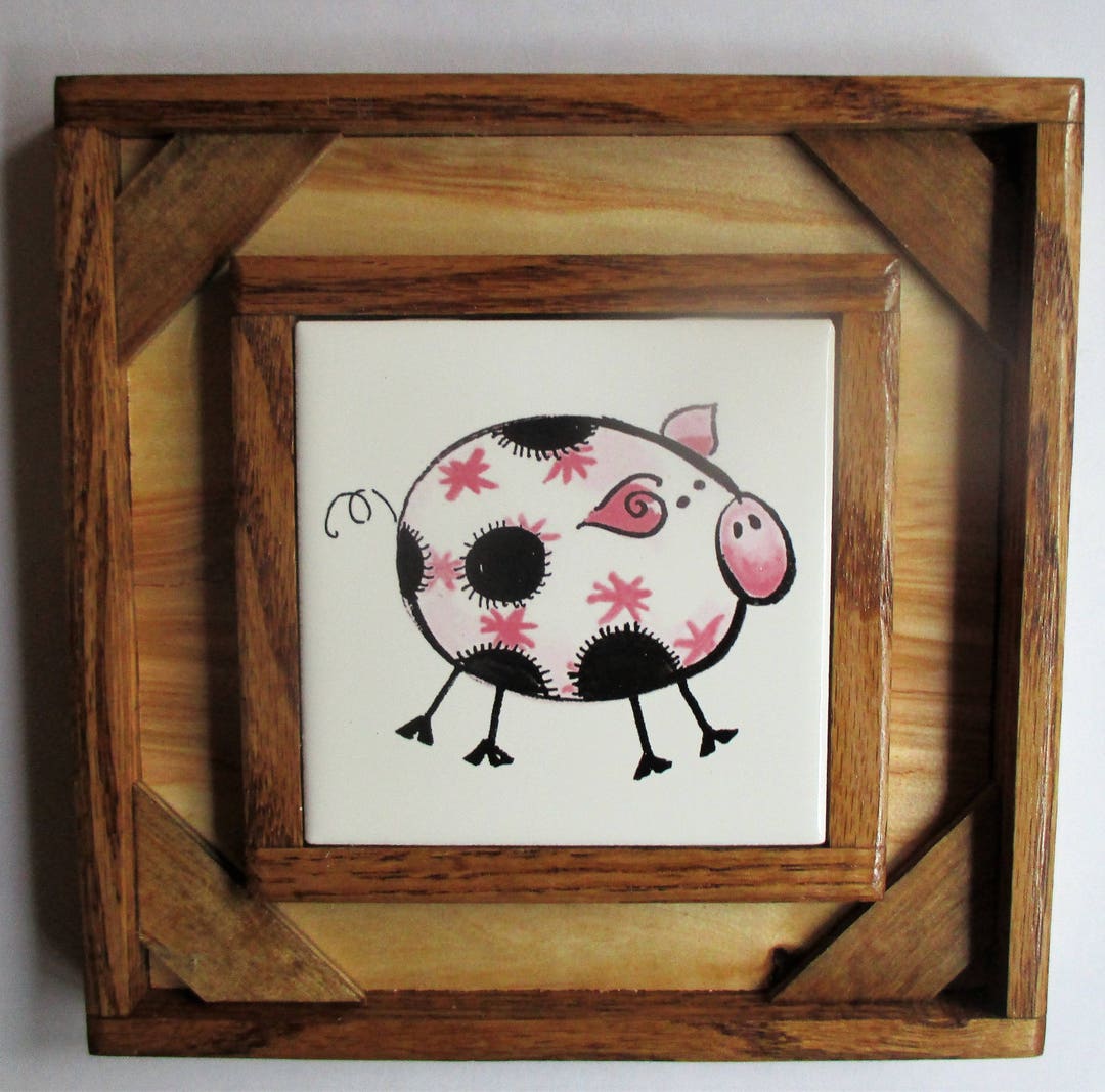 The Pink Pig, Crazy Animals, Pig, Wall Hanging, Decorative Tile, Tile ...