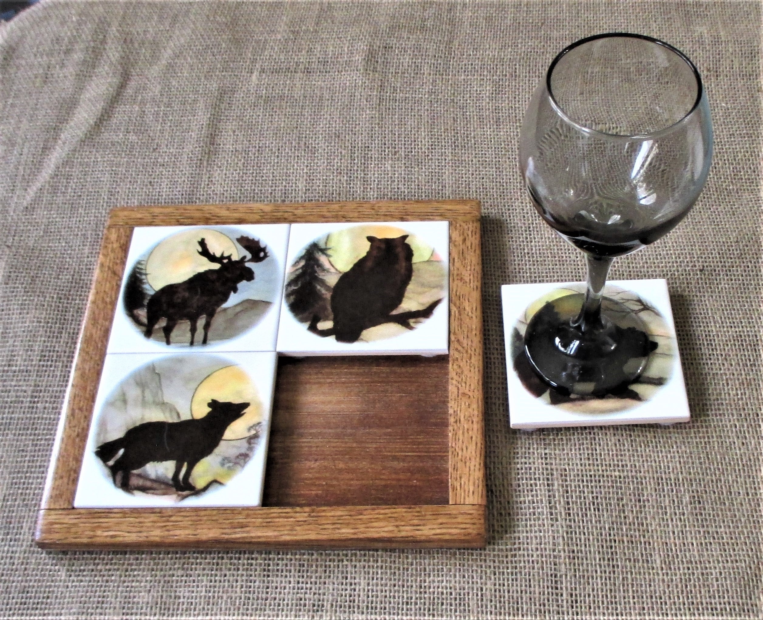 Lodge Animals, Coaster, Coasters, Tile Coaster, Custom Tile, Ceramic ...