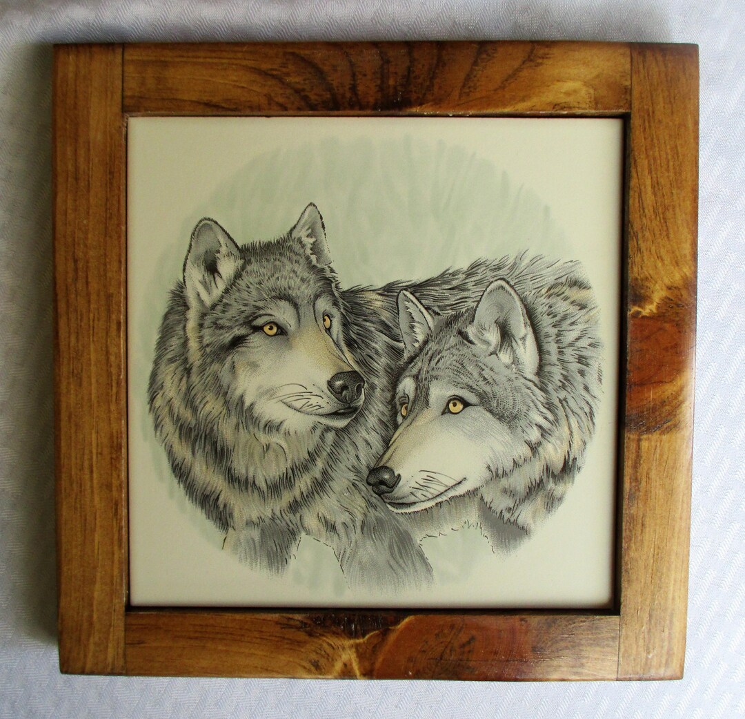 Gray, Wolves, Wolf, Decorative Tile, Wall Hanging, Wall Decor, Ceramic ...