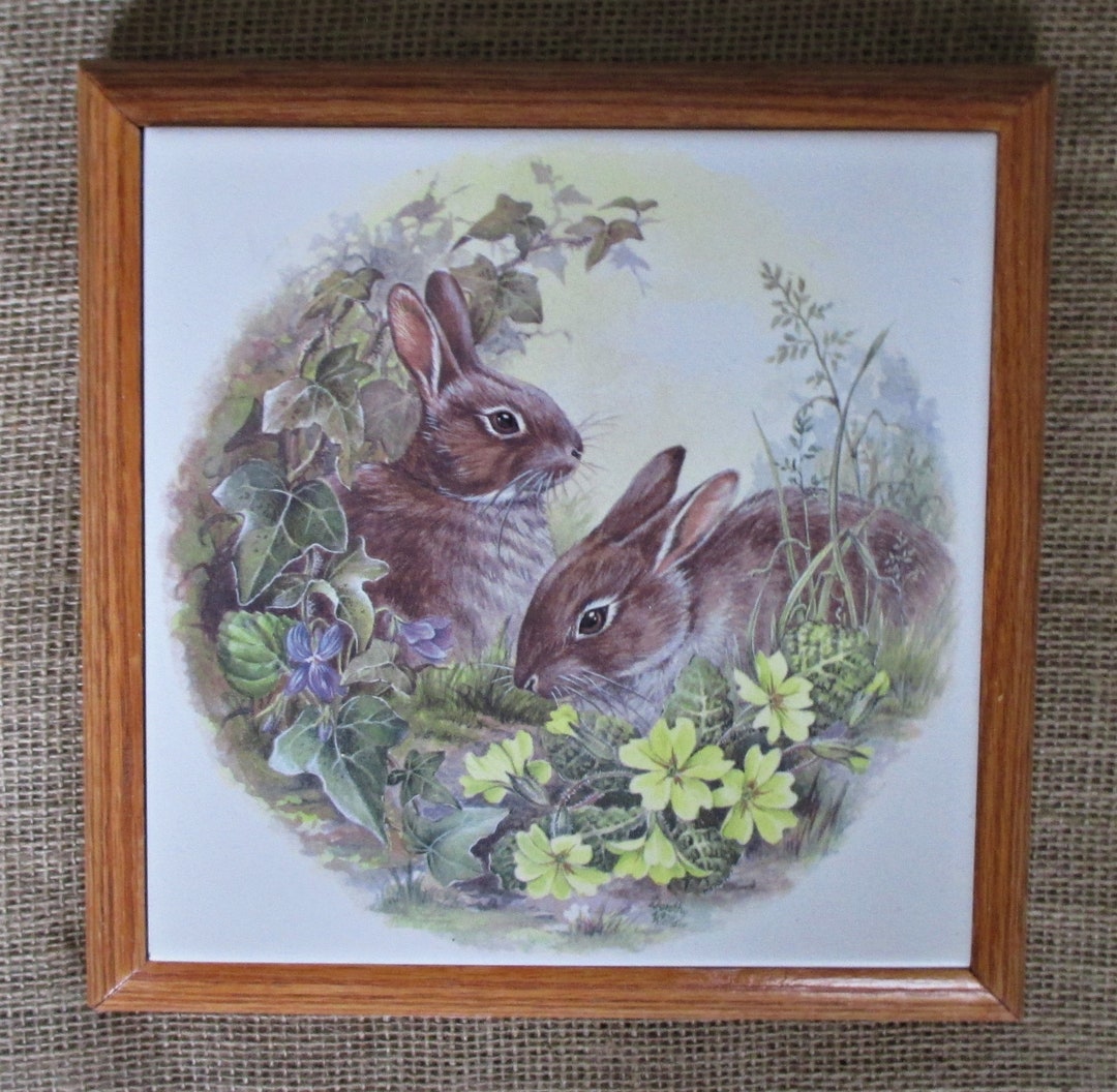 Bunny Rabbit, Rabbit, 8" Ceramic Tile Trivet, Trivet, Tile Trivet, Hot ...