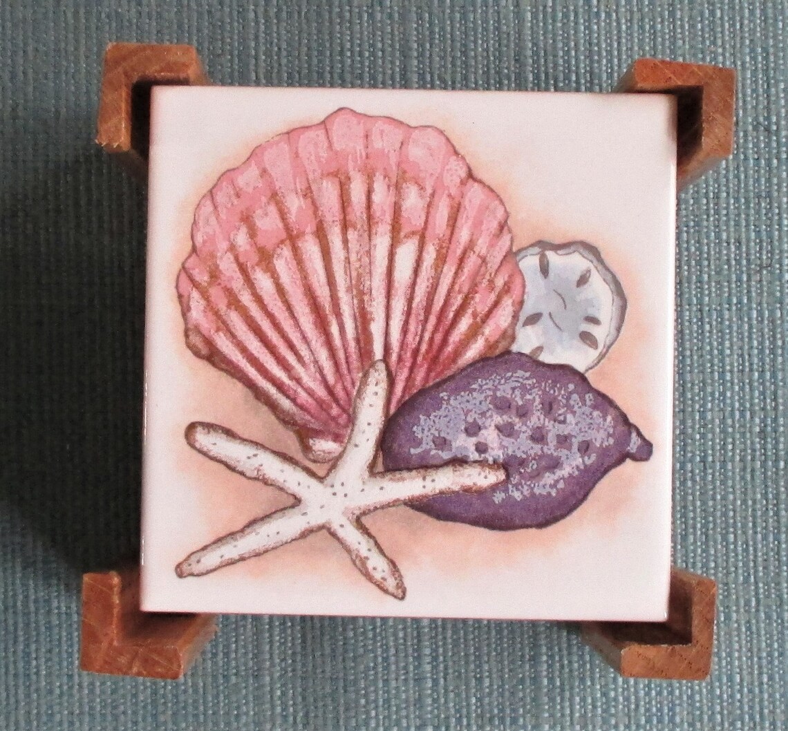 Sea Shells Shells Beach tile coasters ceramic tile | Etsy