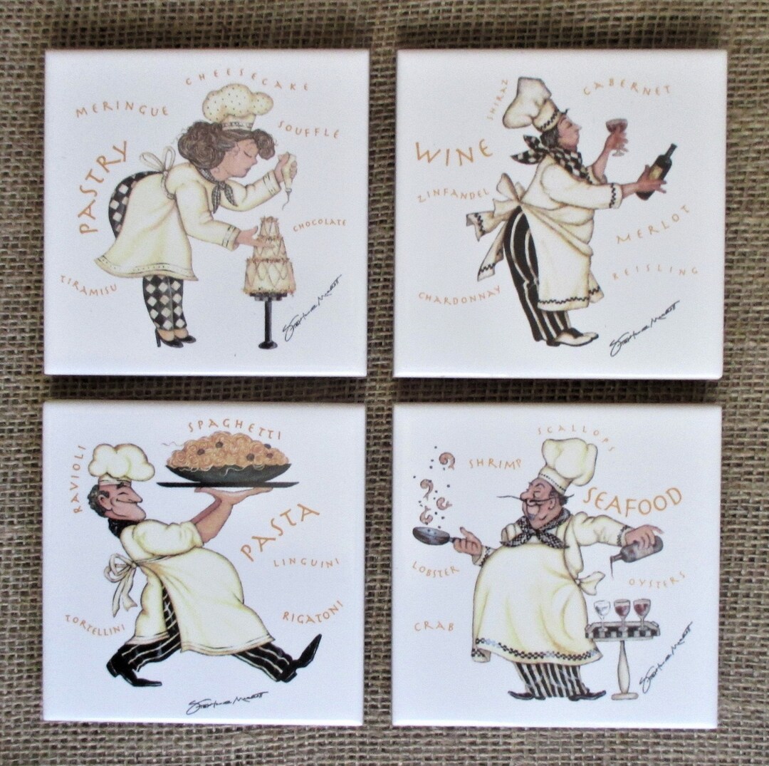 Chefs, Tile Coasters, Ceramic Tile, Coasters, Coaster Set, Ceramic ...