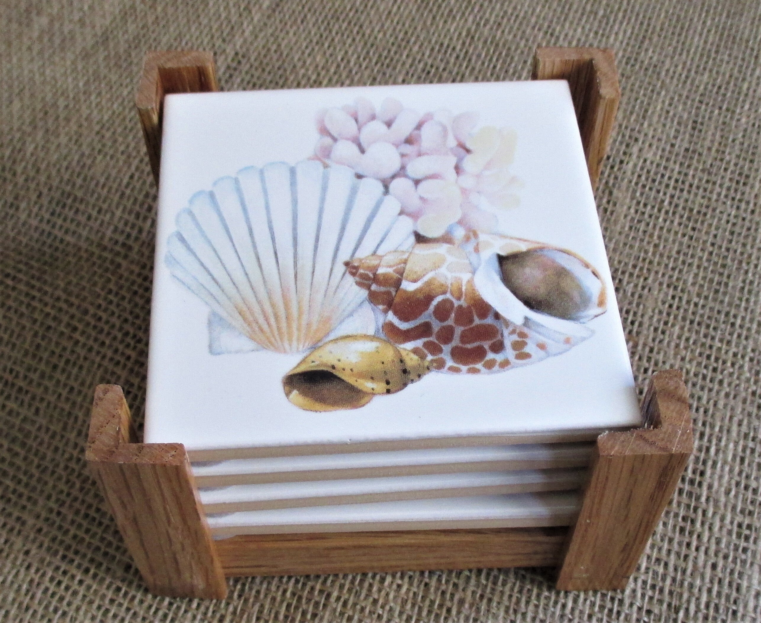 Shell Coasters Coasters Tile Coasters Ceramic Tile - Etsy