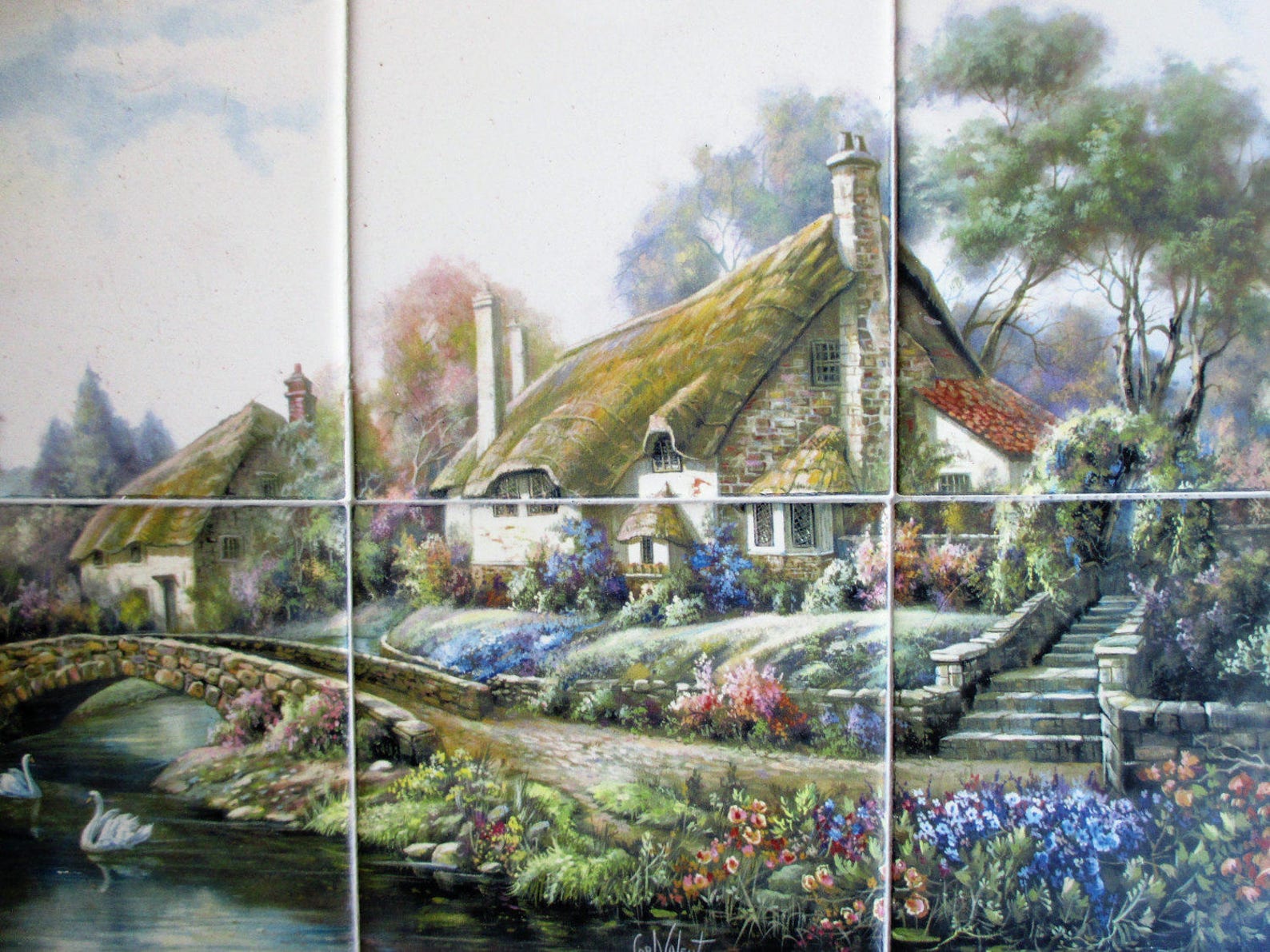 The Cottage Framed Tile Tile Mural Wall Art Decorative - Etsy