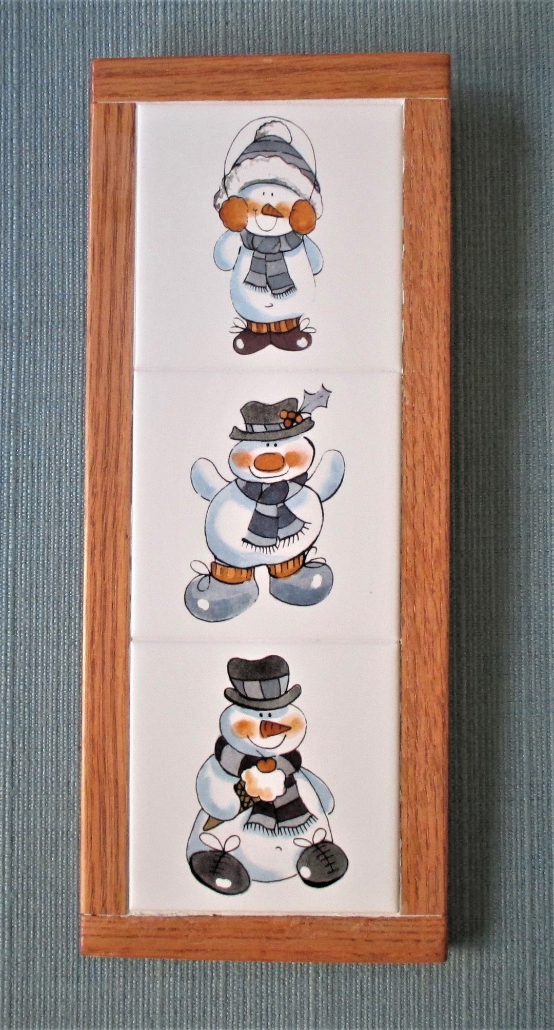 Snowman, Wall Hanging, Wall Decor, Custom Tile, Decorative Tile ...