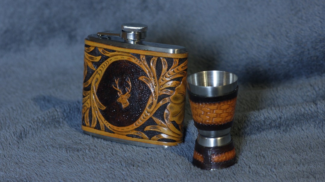 Mini Flask and Shot Glass - Etsy