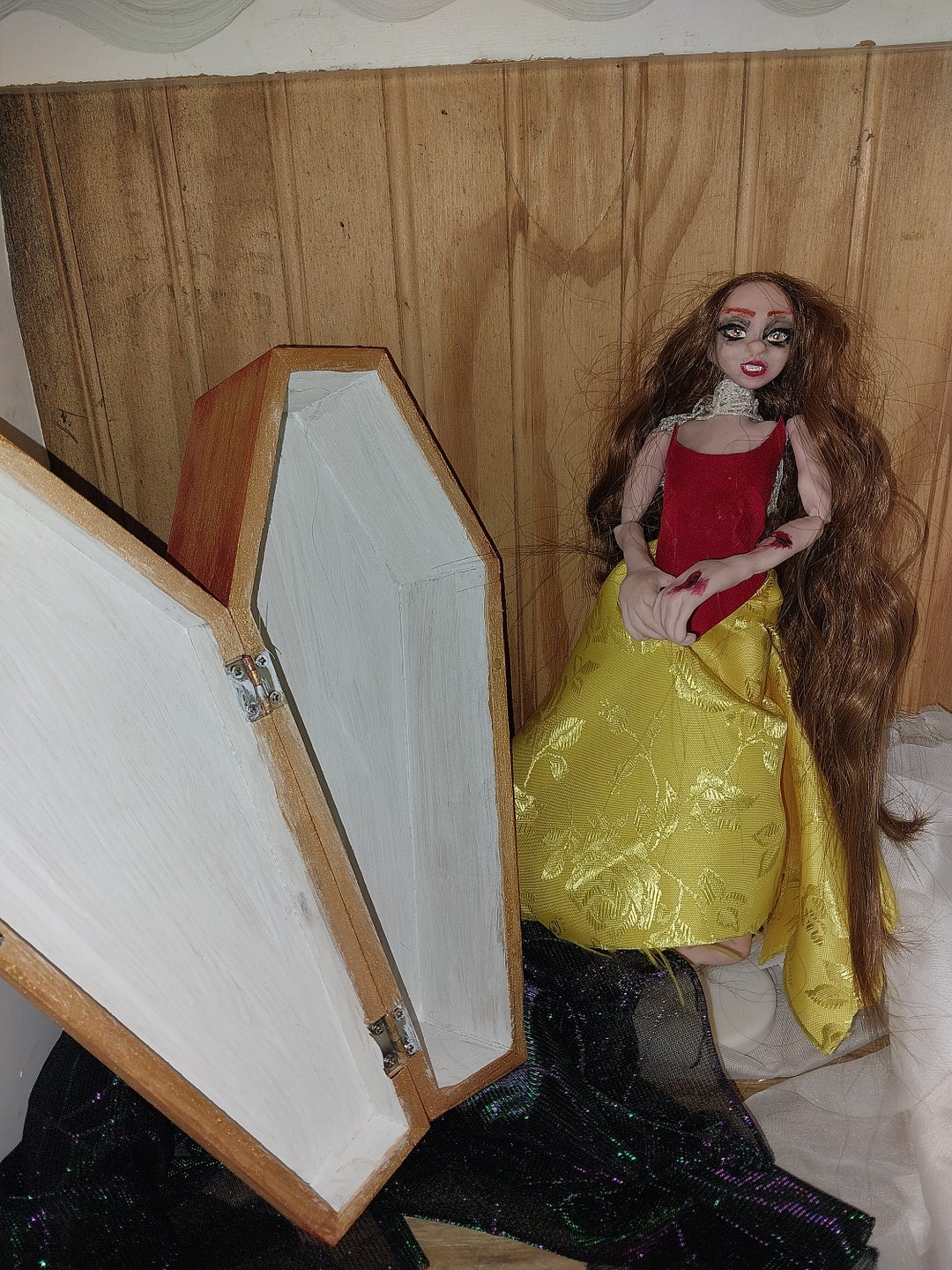Vampire Doll OOAK Figurine in Coffin for Halloween Spooky Toys - Etsy