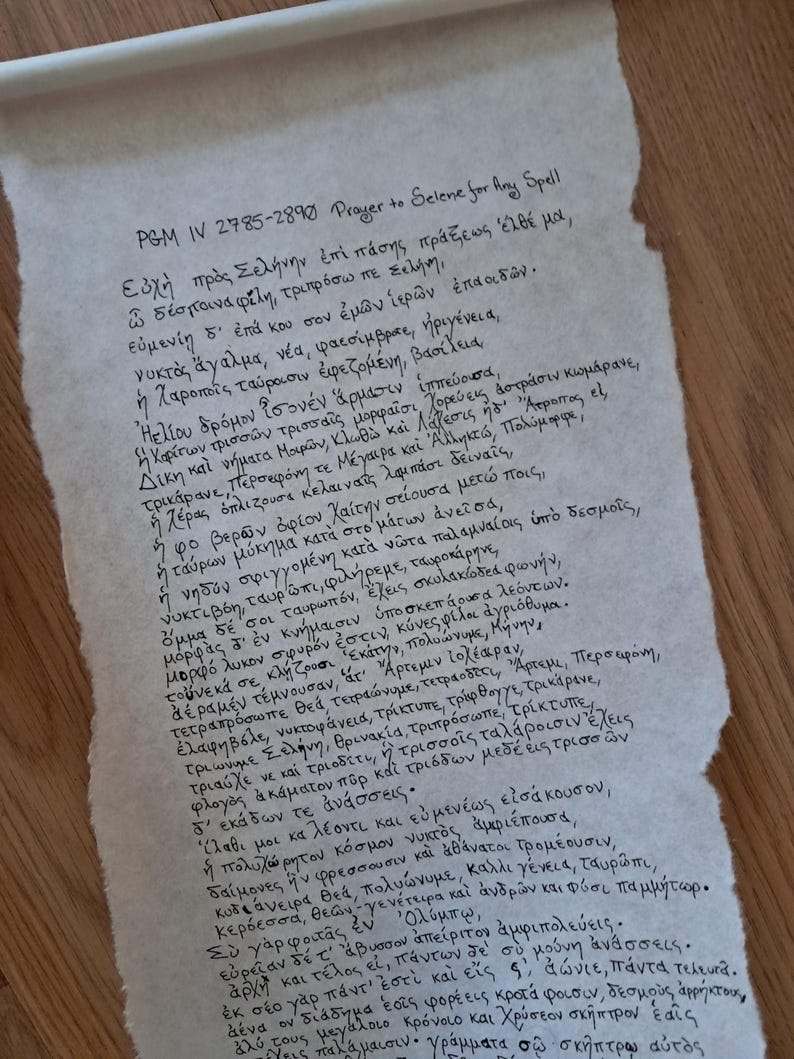 Greek Prayer to Selene Scroll - Pagan Witchcraft Ritual PGM - Etsy
