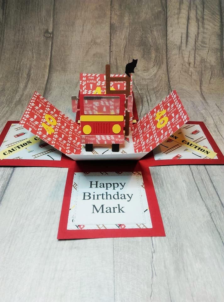 Red Fire Engine, Fireman. Exploding Box Card. Fireman Card, Pop up Card ...