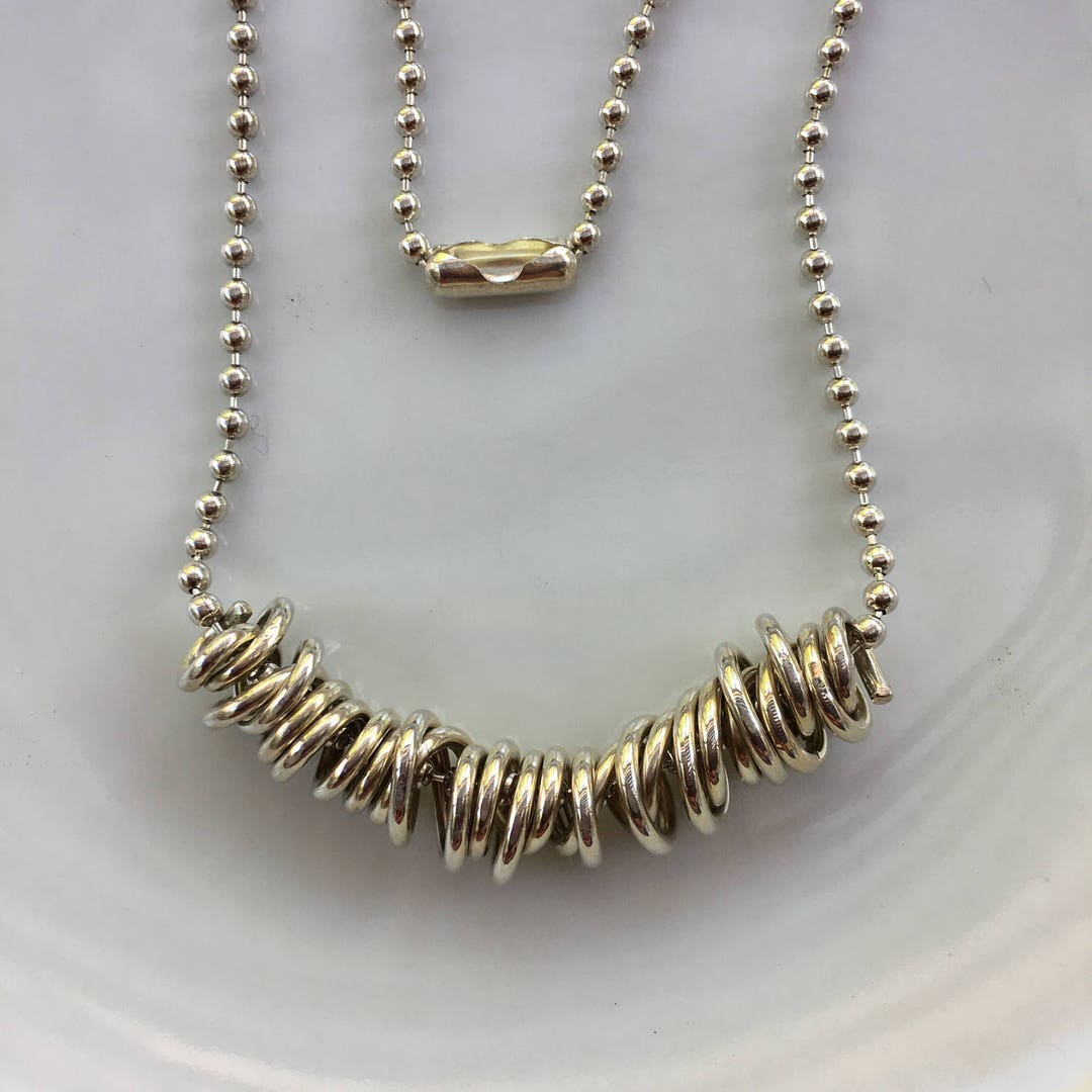 Sterling Silver Coil Necklace, Simple Necklace, Industrial Jewelry ...